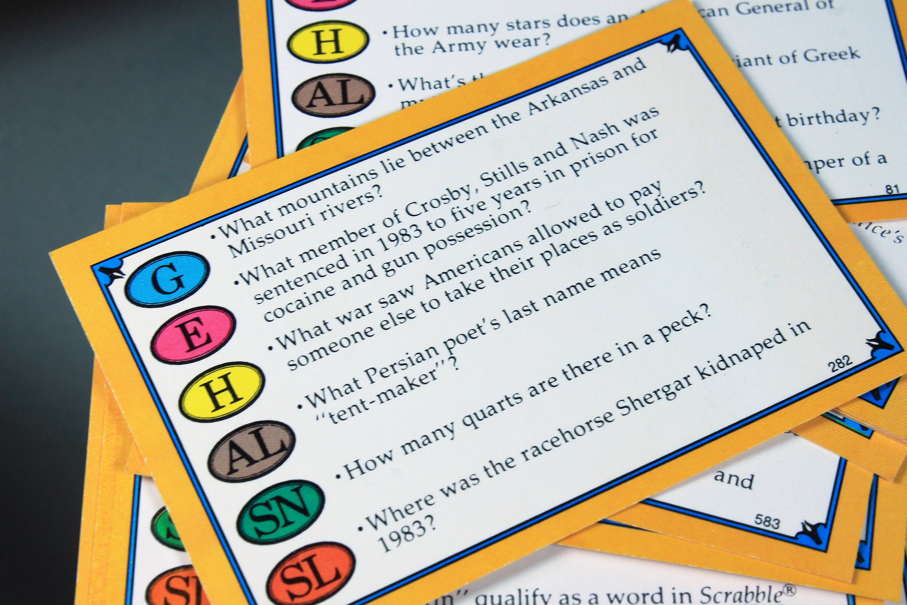 Trivial Pursuit Genus II Edition Subsidiary Game Cards Parker 