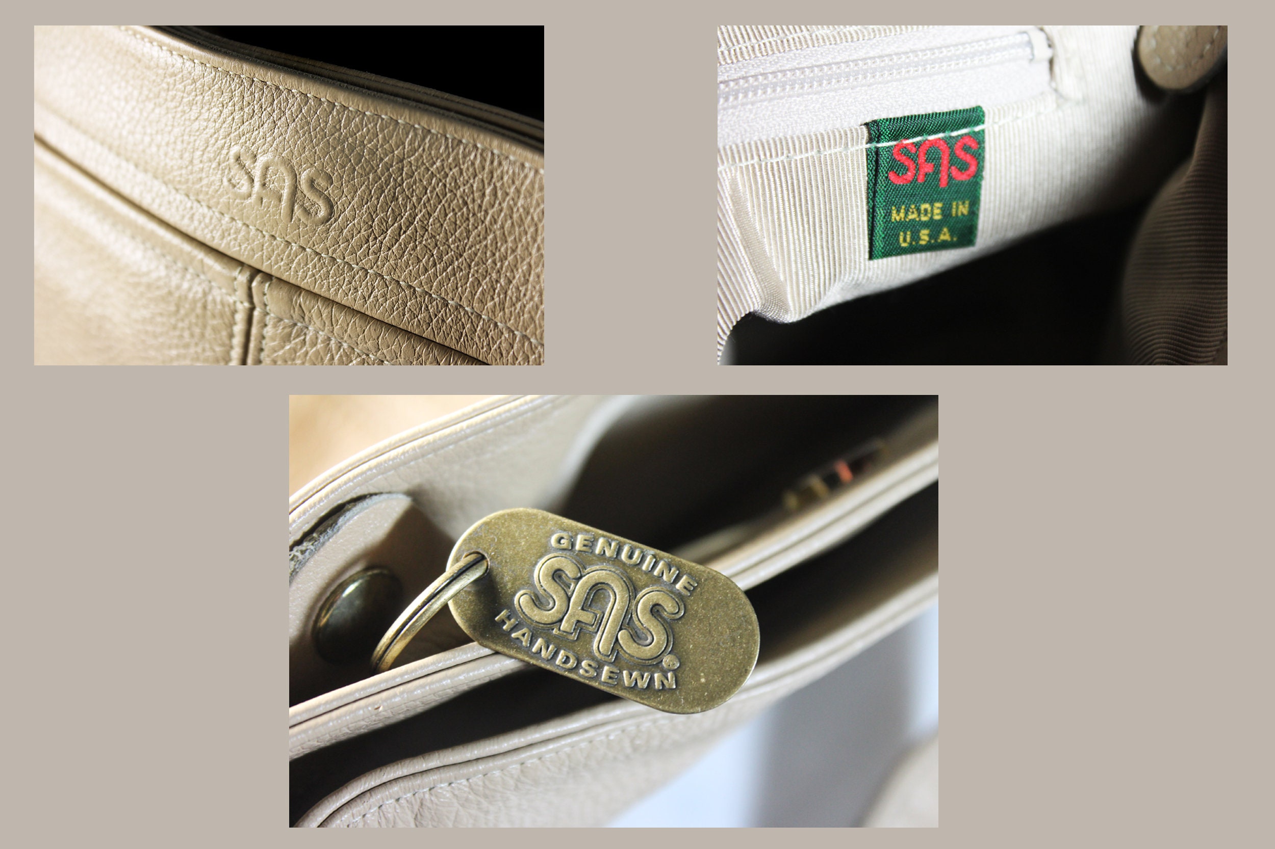 SAS Leather Shoulder Bag, Crossbody Bag, Winter White, Adjustable Strap ...