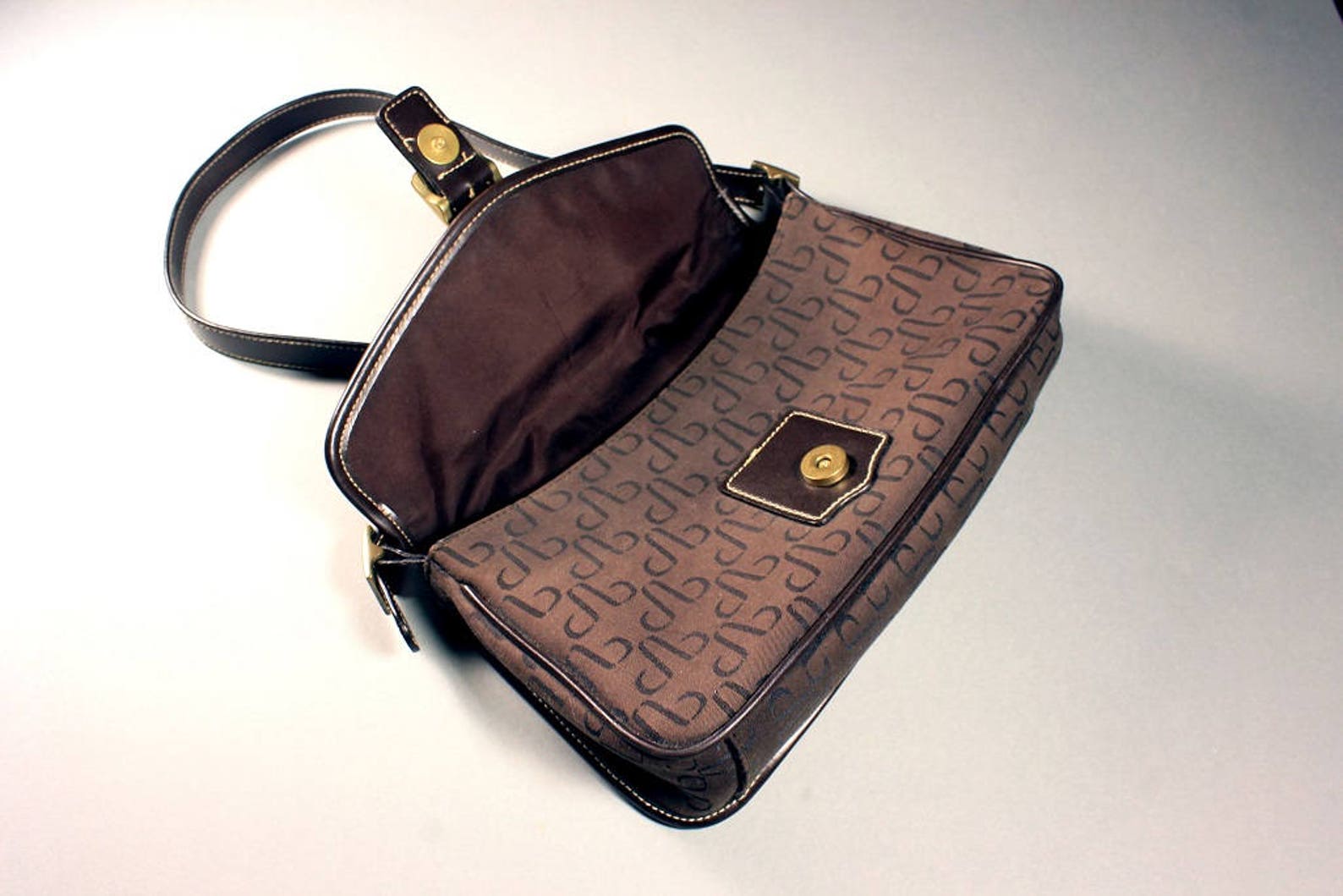 Brown Handbag Shoulder Bag Patterned Magnet Closure - Etsy