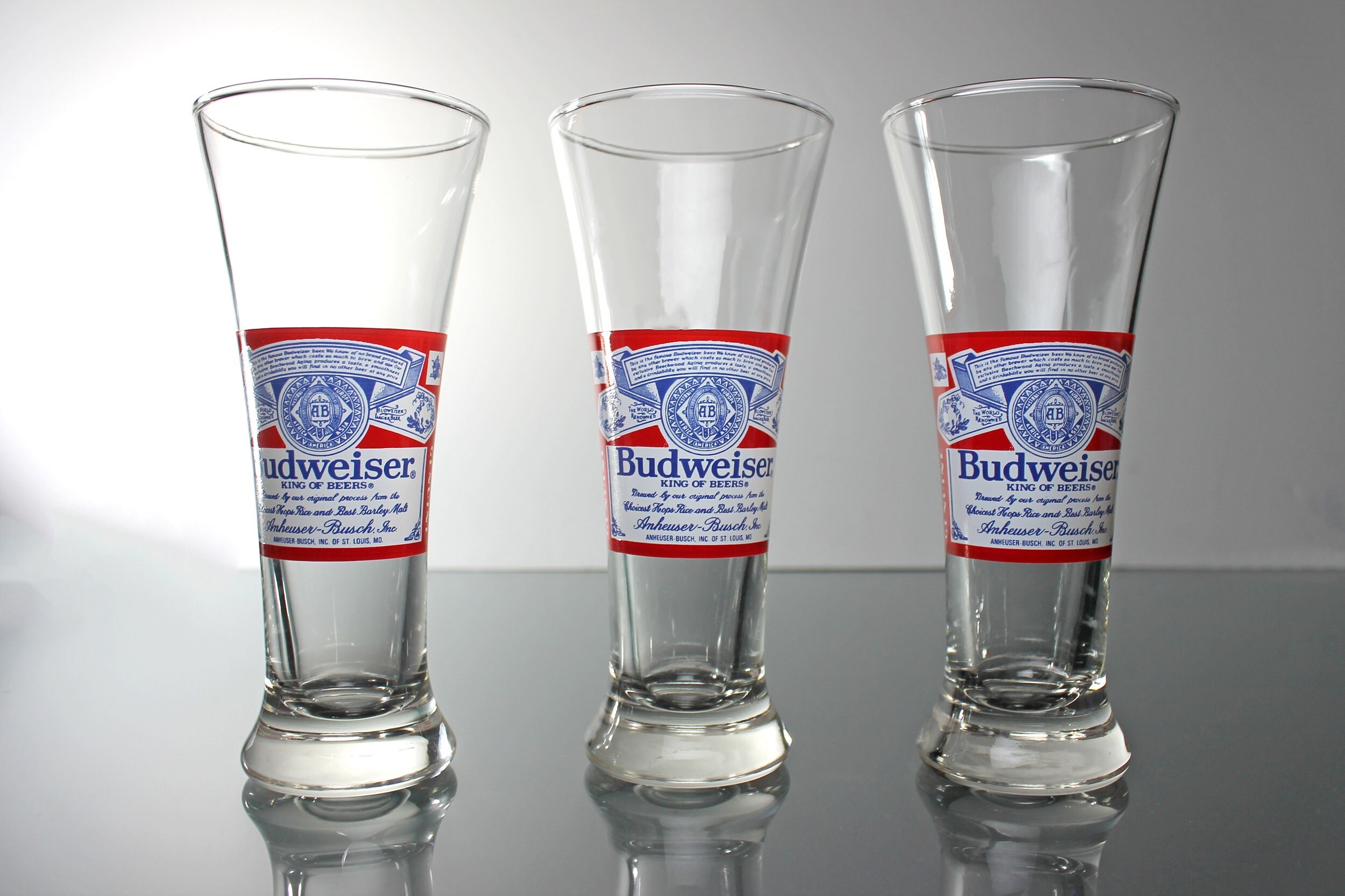 Budweiser Pilsner Glasses Budweiser Label 8 Ounce Collectible Anheuser Busch Barware Beer