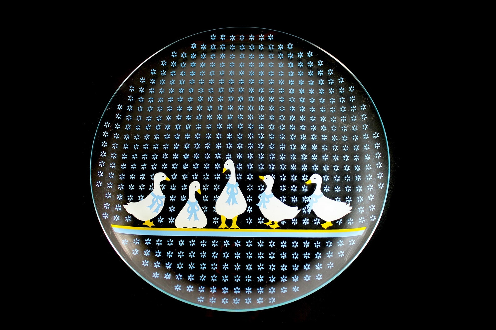 Round Glass Goose Tray Goose Platter Serving Plate 13 Inch | Etsy
