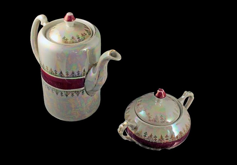 Lusterware Teapot and Sugar Bowl Made in Germany Iridescent - Etsy