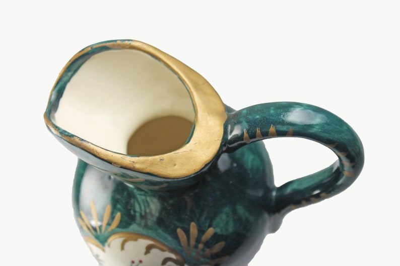 Decorative Pitcher, Peacock Portrait, Gold Trim, Collectible, Hand ...