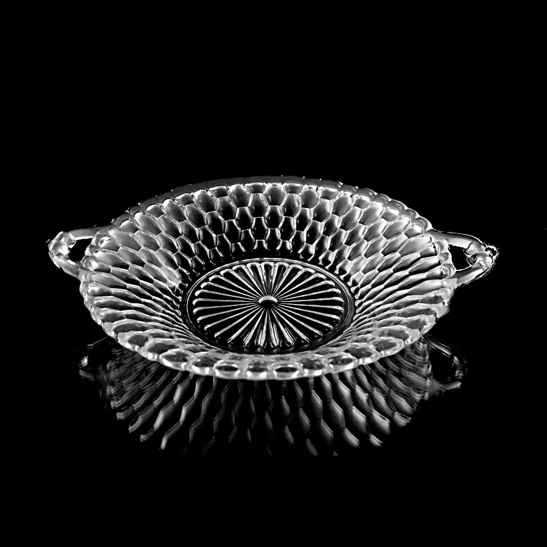 Relish Dish, Indiana Glass, Honeycomb Clear, Handled Bowl, Pressed ...