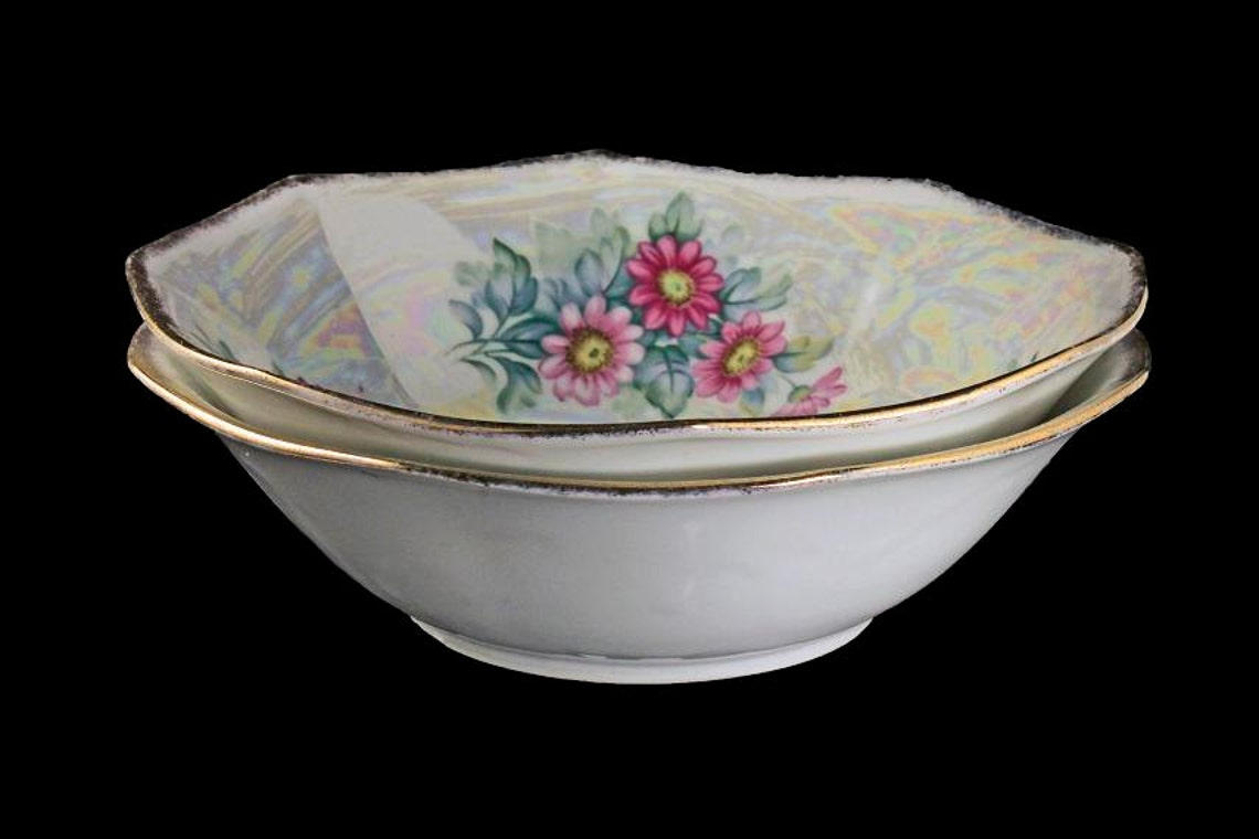 Lusterware Floral Bowls, Trimont Ware, Japan, Opalescent, Iridescent ...