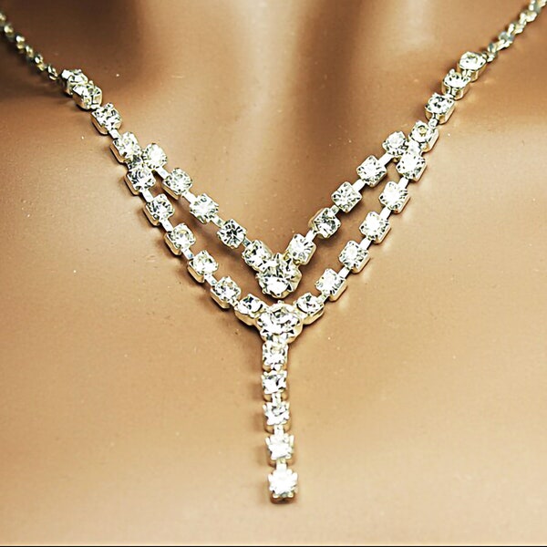 Rhinestone Y Necklace - Etsy