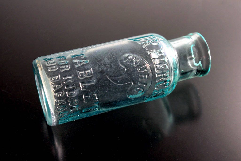 Antique Bottle, Dr. Pierce's Anuric Tablets, Aqua, Circa 1914, Quack Medicine Bottle ...