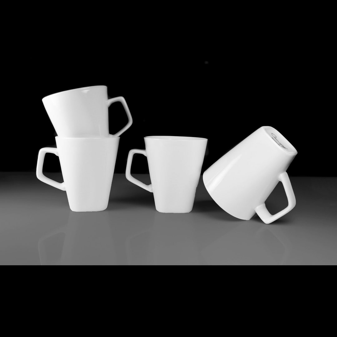 Mugs, Home Trends, Canopy White, Set of 4, 10 Ounce, Square - Etsy UK