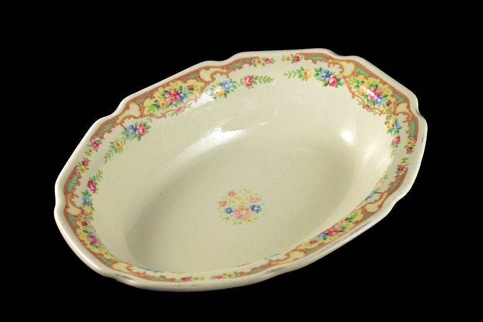 Oval Vegetable Bowl, Mount Clemens, Mildred Pattern, Center Flower, 9 ...