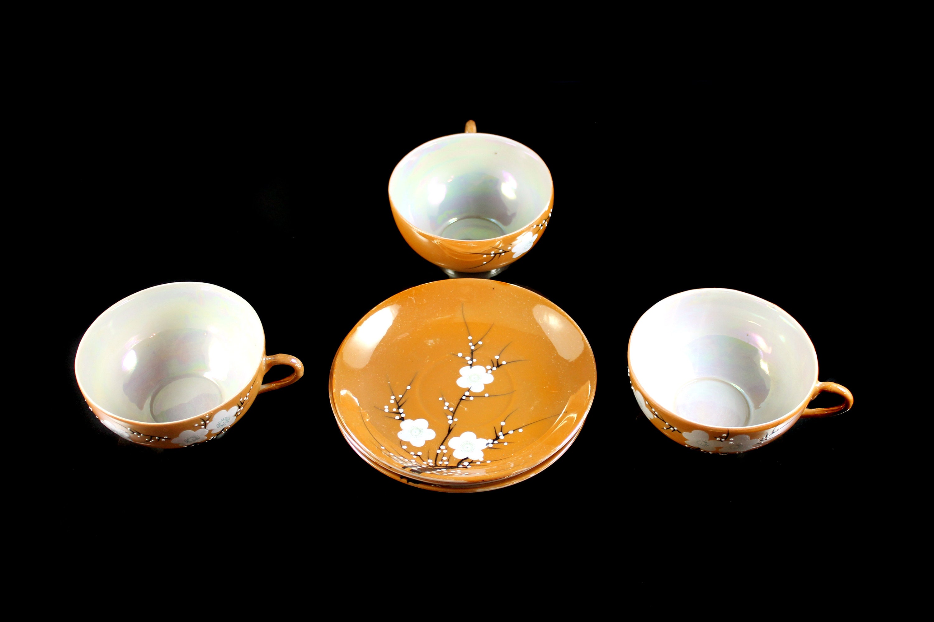 Teacups And Saucers Ta Made In Japan Lusterware Iridescent Eggshell