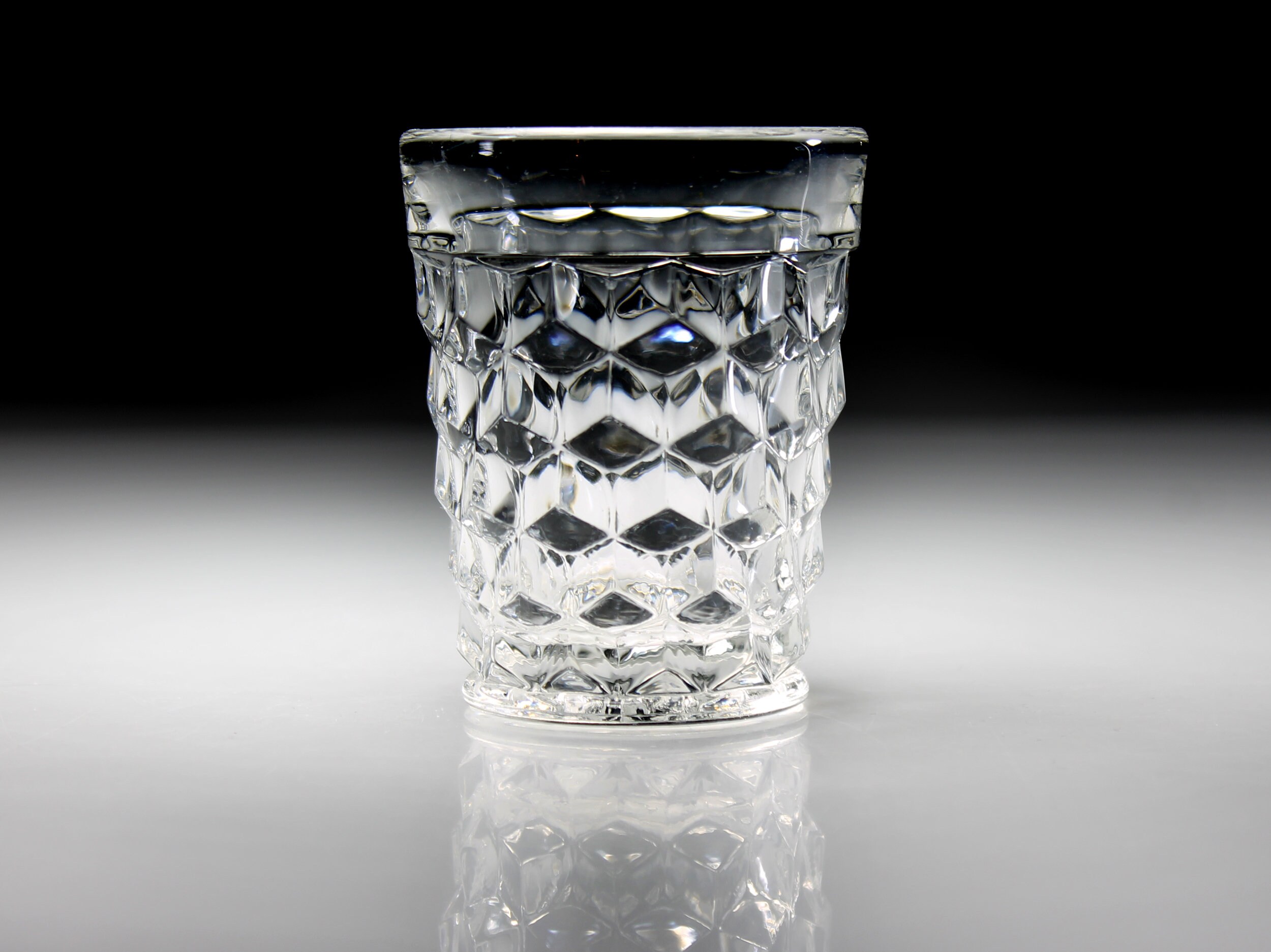 Fostoria Shot Glass, American, Cubed Clear Barware