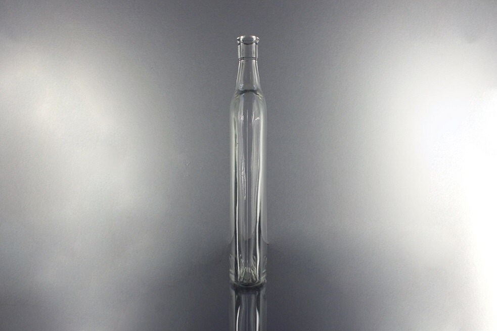Tall Flask Bottle, Applied Top, Thin, Raised Glass Bottom, Clear Glass ...