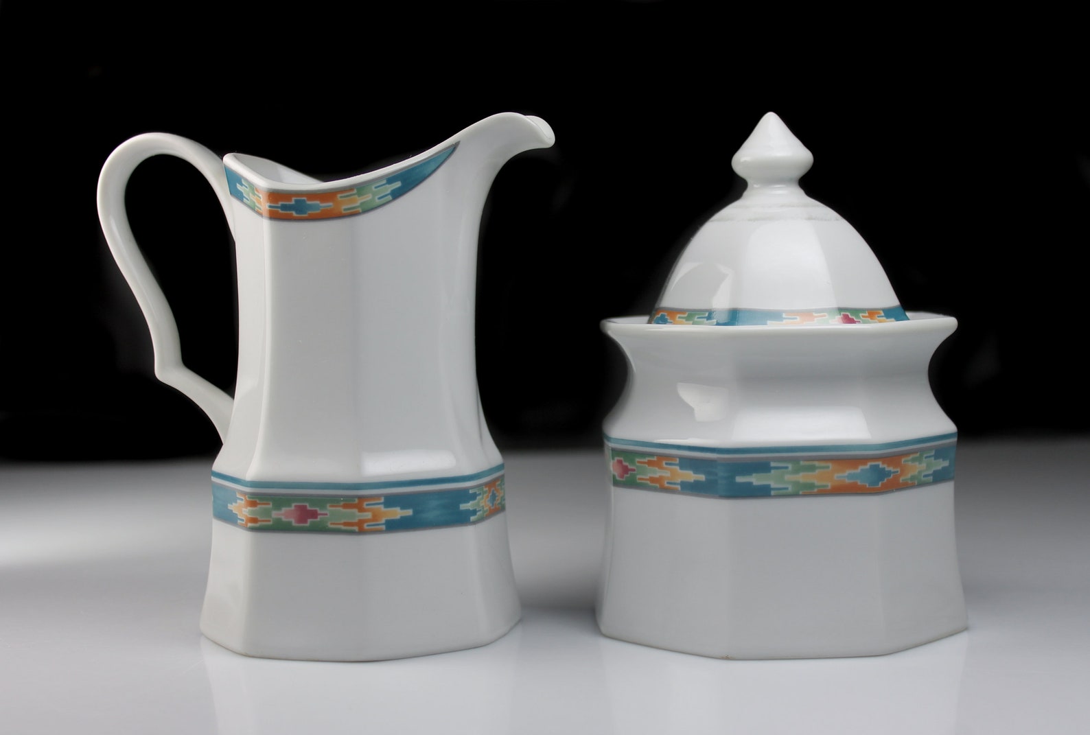 Sugar and Creamer, Christopher Stuart, Paseo, Fine China, Octagonal ...