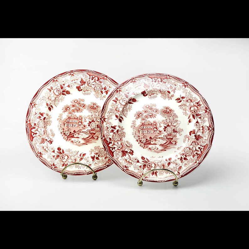 Royal Staffordshire Tonquin Salad Plates by Clarice Cliff – Red ...