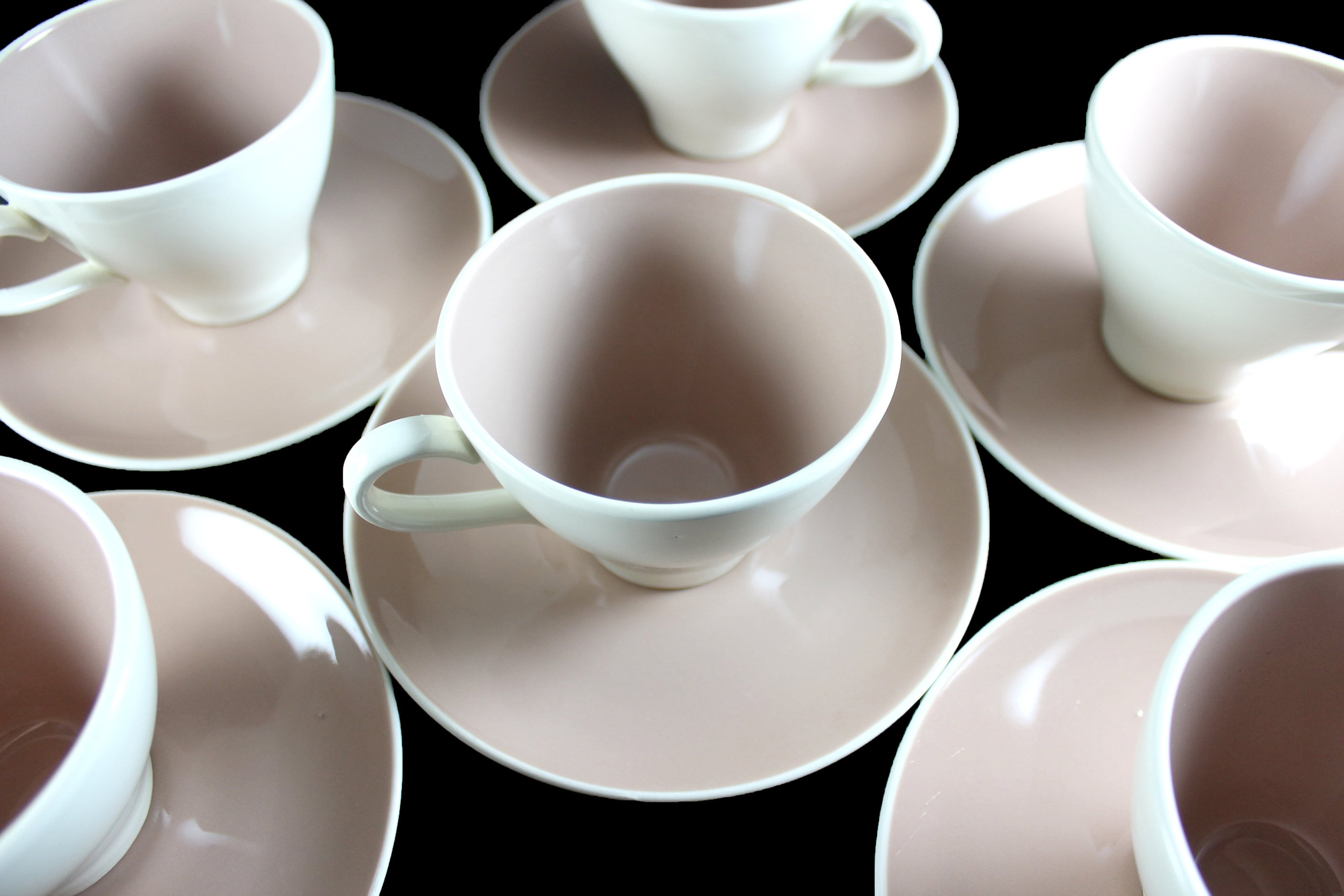 Cups and Saucers, Harkerware, Dogwood Tan, Dinnerware, Set of 6, Serving