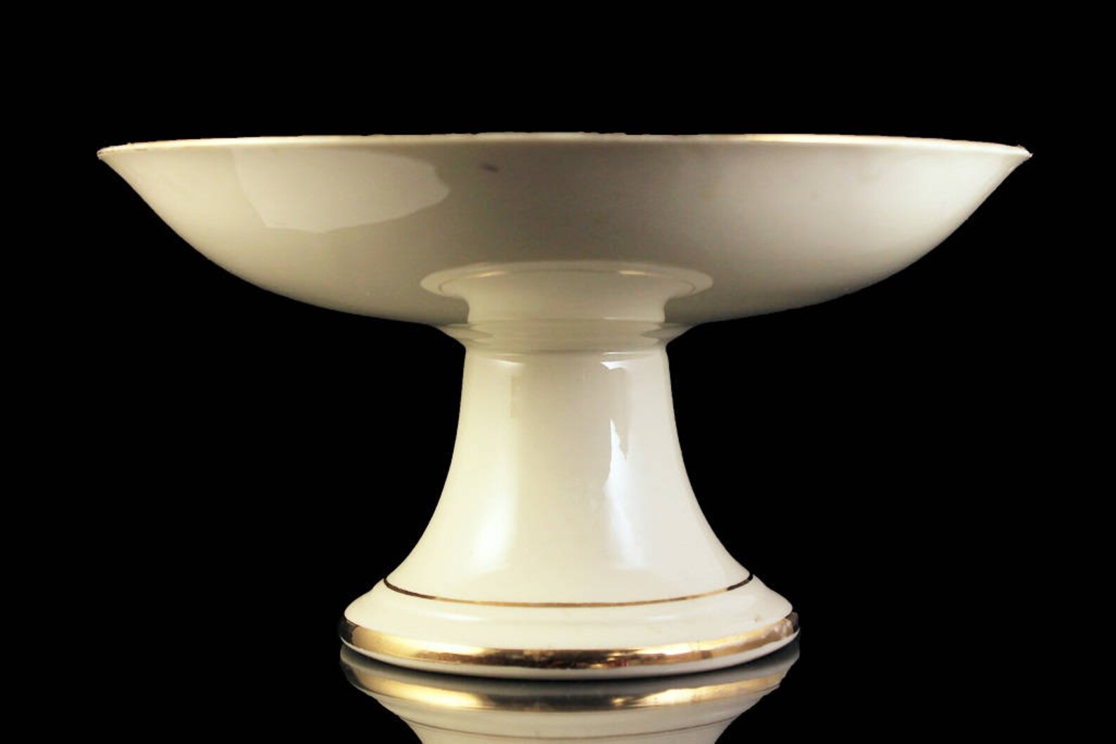 Compote, Pedestal, Warranted 22K Gold Trim, Fruit Center, Red Band ...