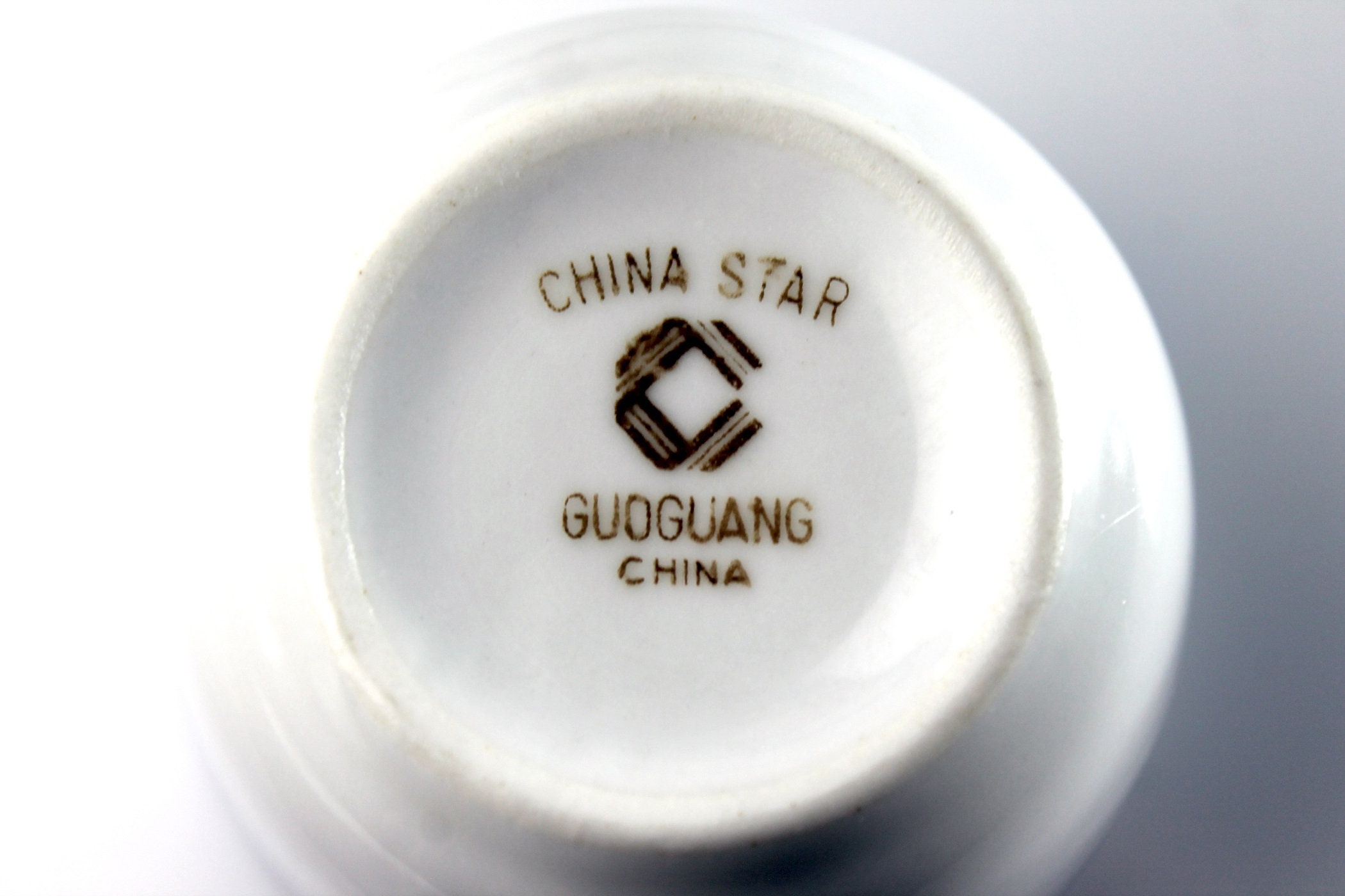 Sake or Tea Cups, Guoguang, China Star, Floral Pattern, Blue and White ...