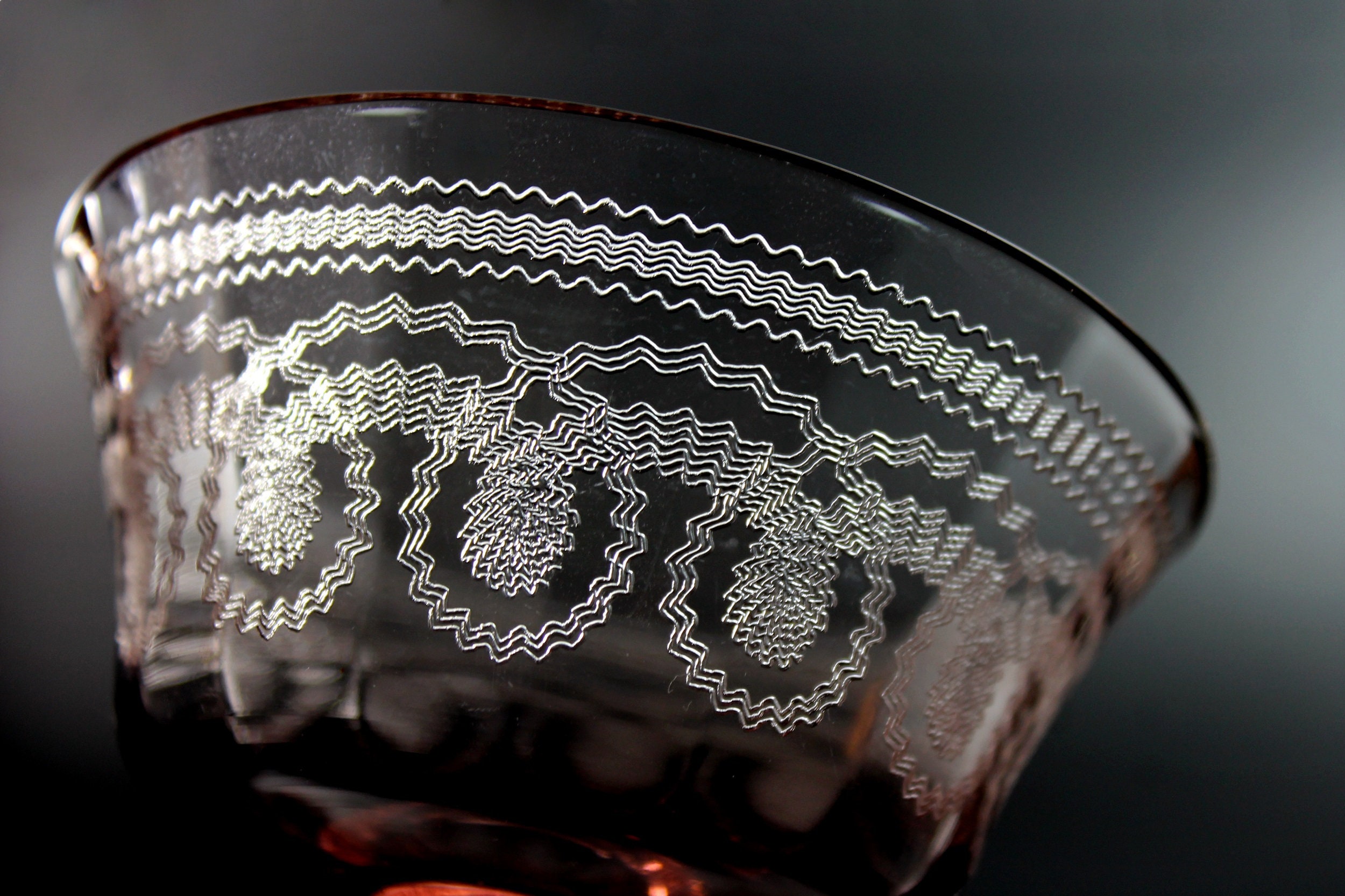 Morgantown Etched Champagne Glass, Pink Glassware, Tall Sherbet Glass ...