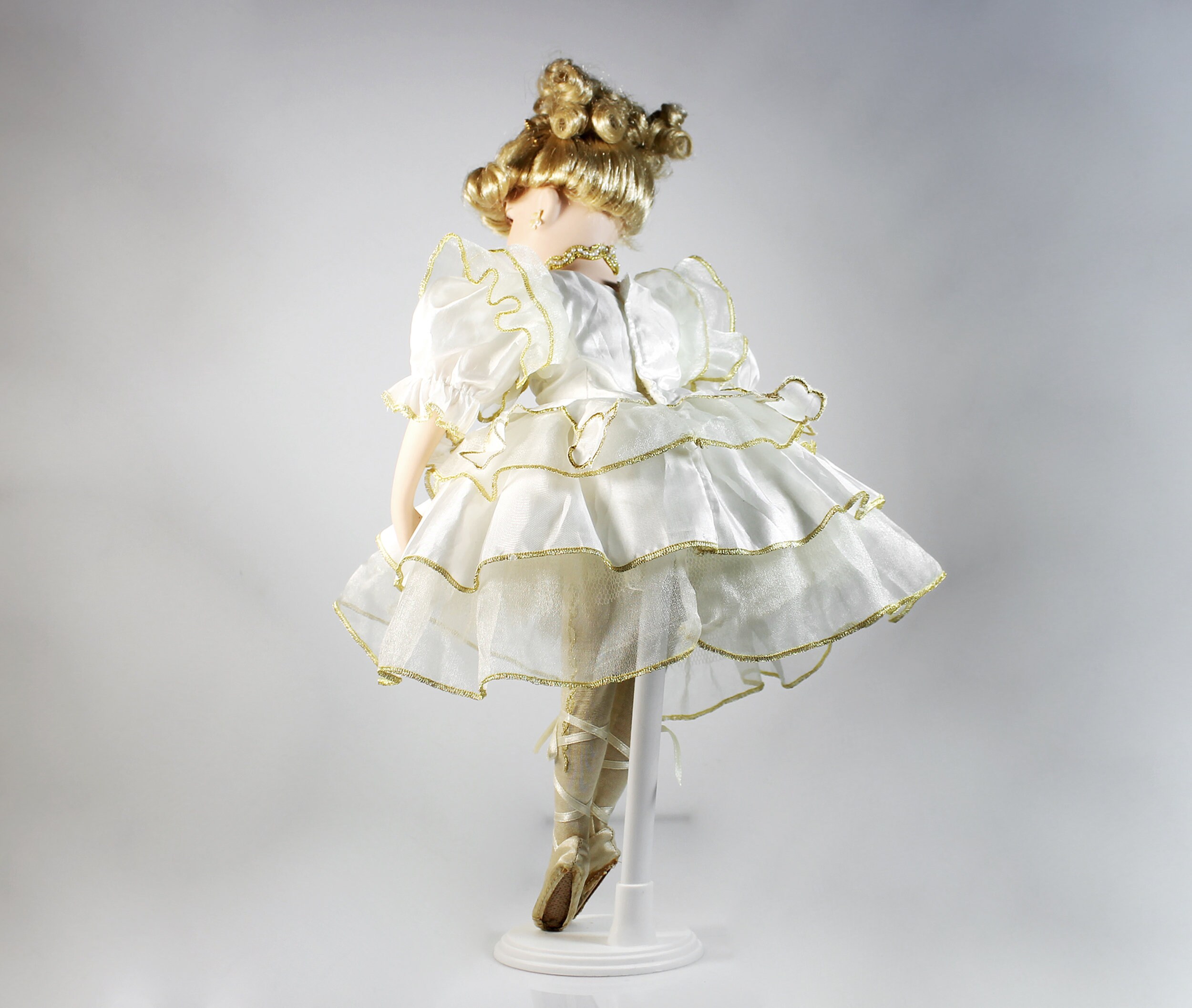 Porcelain Doll Ballet Dancer, 15 Inch Doll, Display Doll, Stand Included
