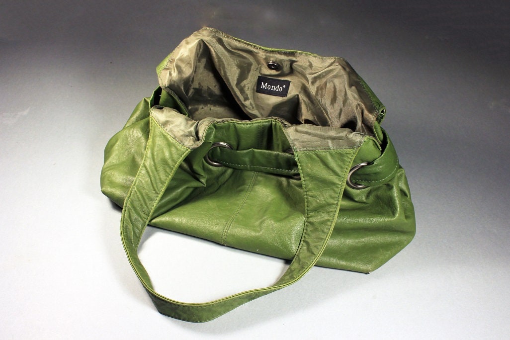 Green Handbag, Mondo, Purse, Large Bag, Hobo Bag, Shoulder Bag, Faux ...