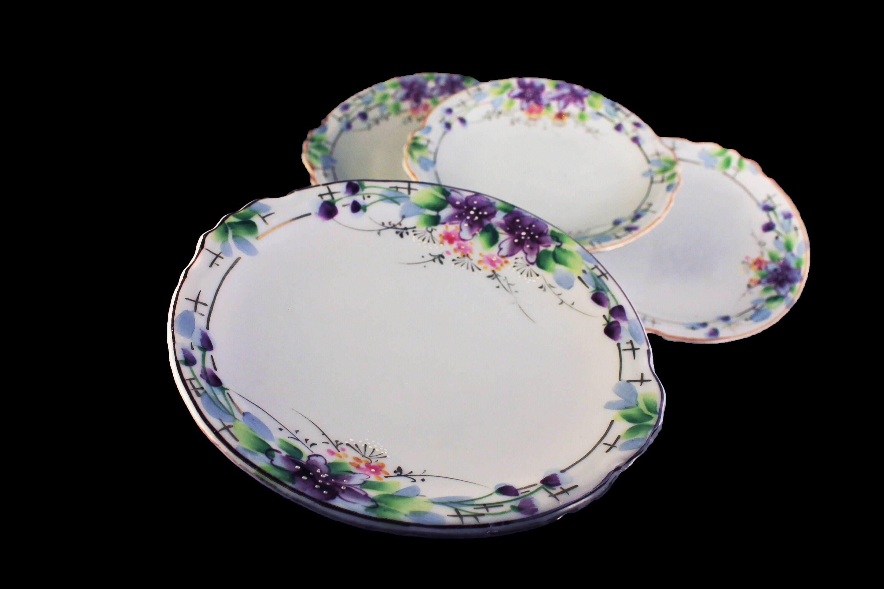 Dessert Plates, Bread and Butter Plates, Made in Japan, Hand Painted ...