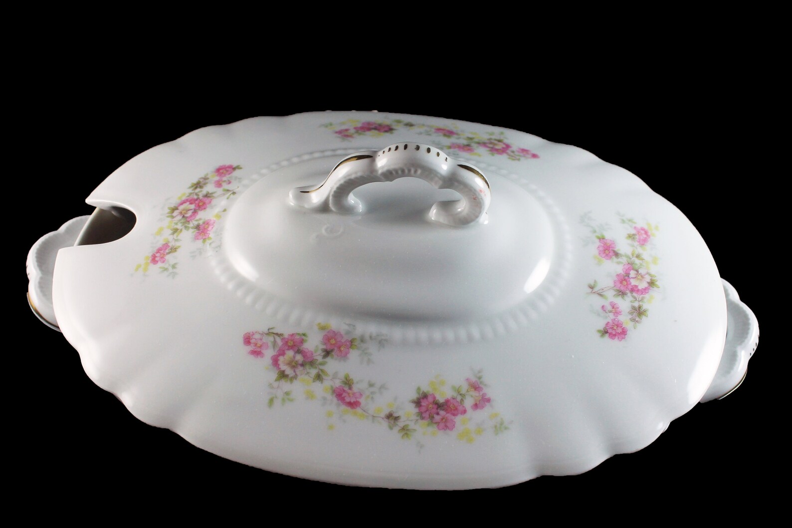 Covered Vegetable Bowl Made in Austria Pink Floral Pattern - Etsy