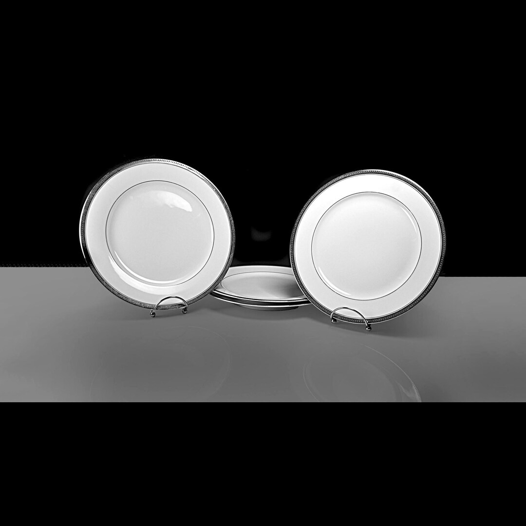 Continental China Duchess Dinner Plates, 10 Inch, Platinum Trim, Mid ...