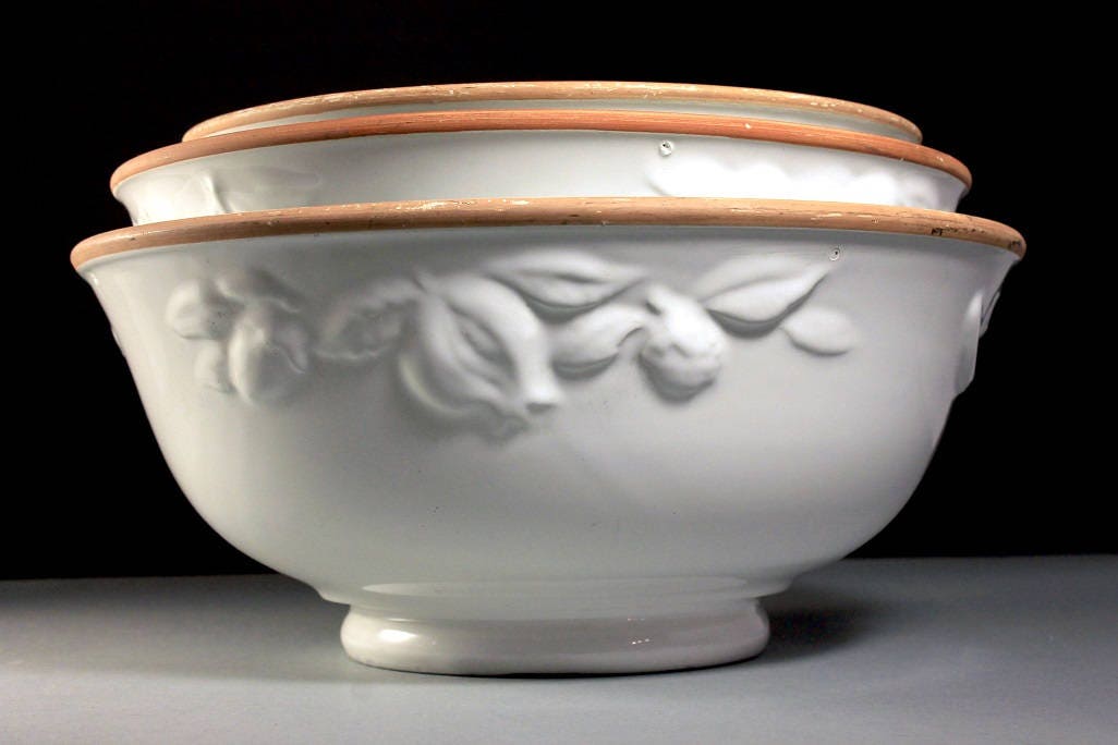 Nesting Bowls, CWC Pottery, Italian Pottery Set of 3, Mixing Bowls ...