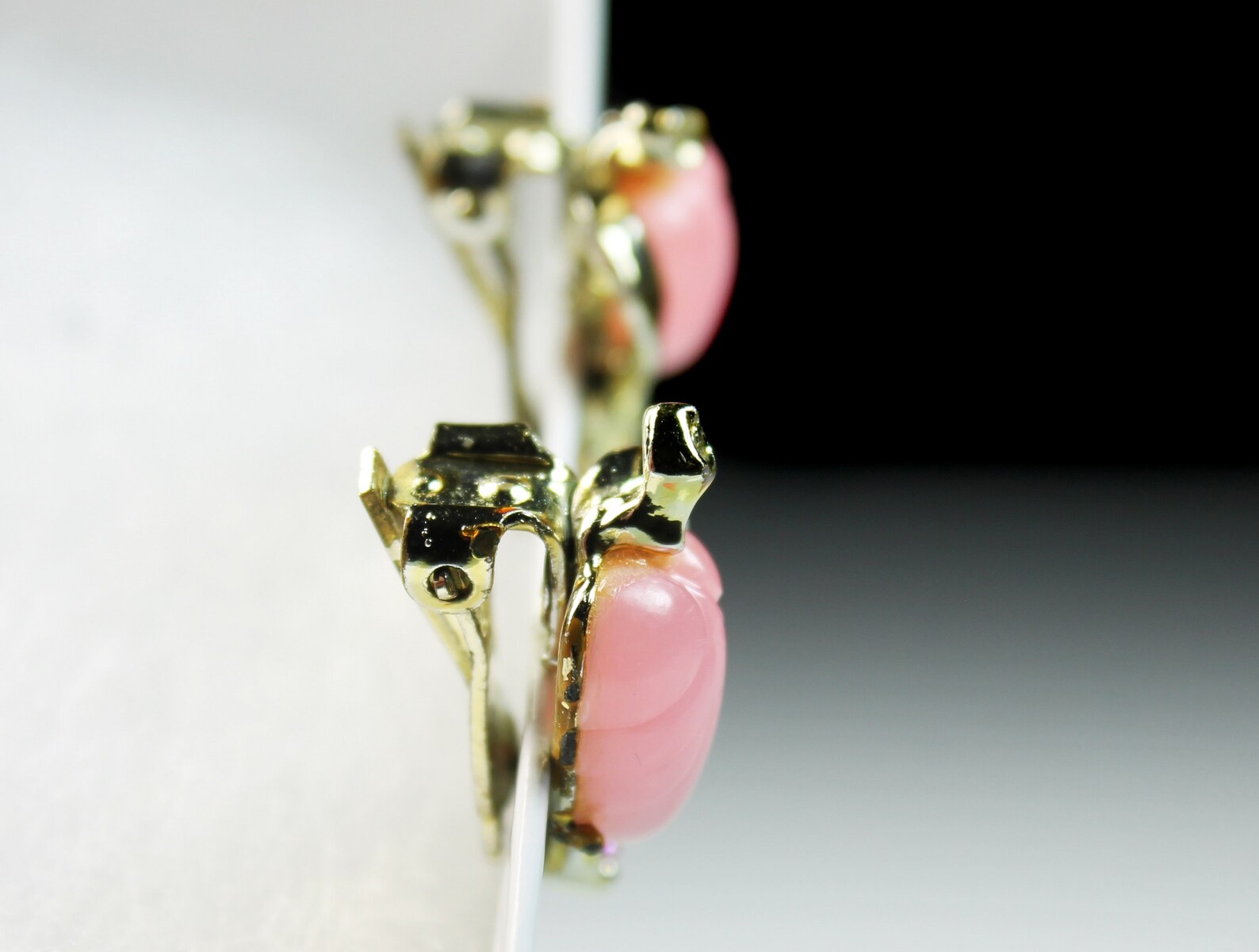 Pink Leaf Clip-On Earrings Pink Rhinestone Gold Tone | Etsy