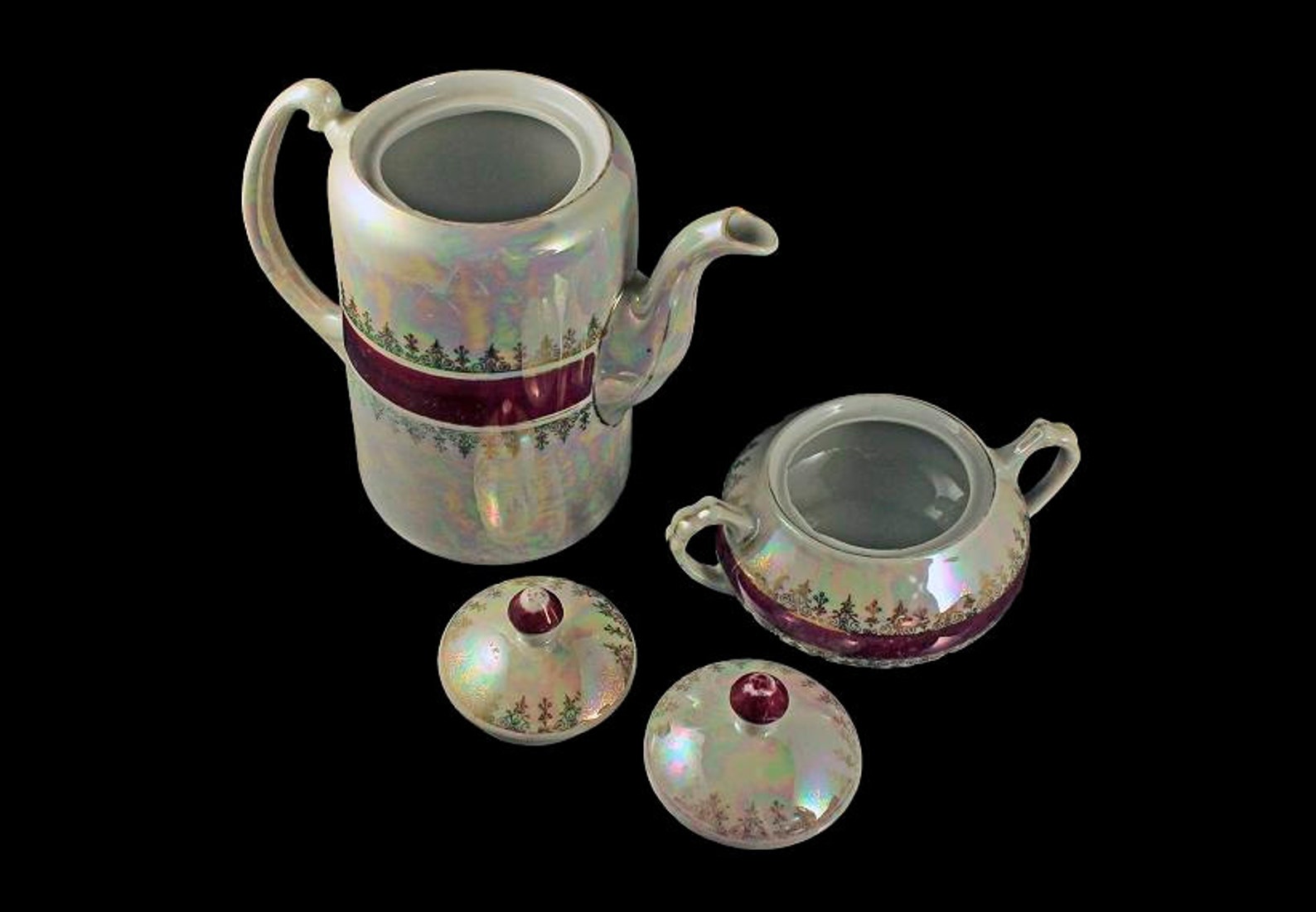 Lusterware Teapot and Sugar Bowl Made in Germany Iridescent - Etsy