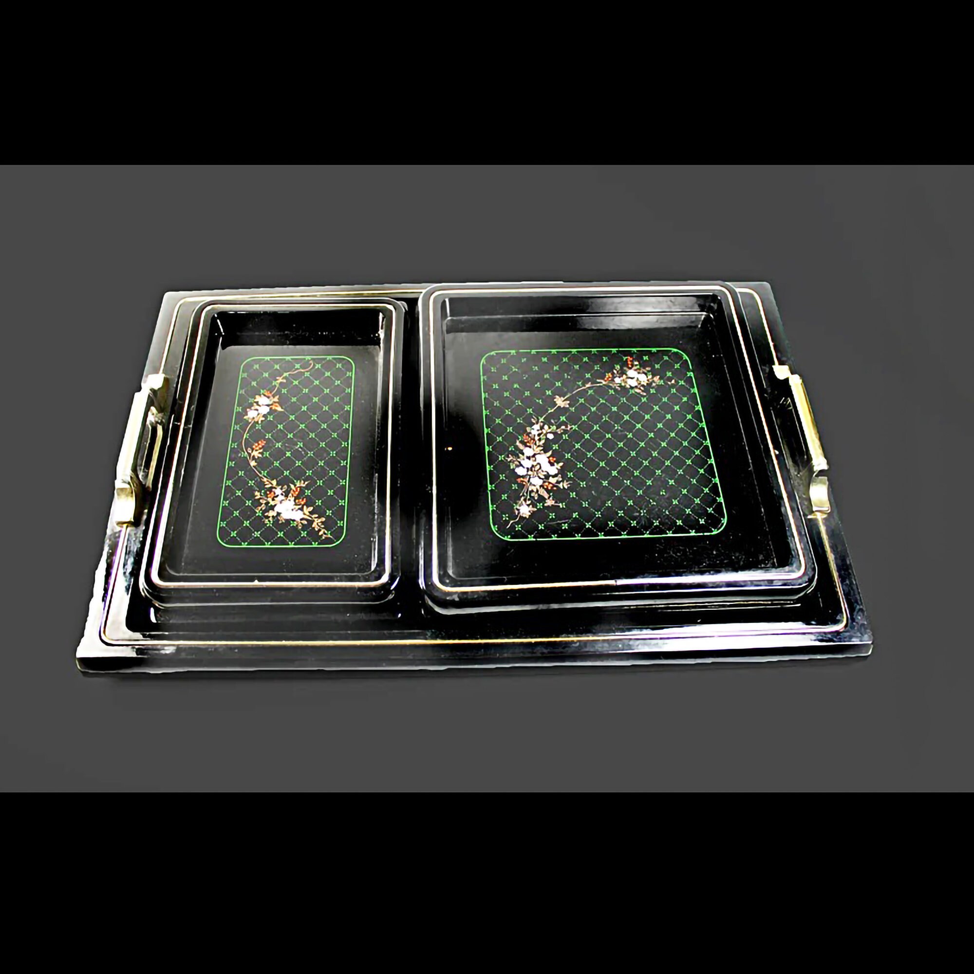 Japanese Serving Trays, Lacquerware, Nesting Trays, Home Decor, Set of ...