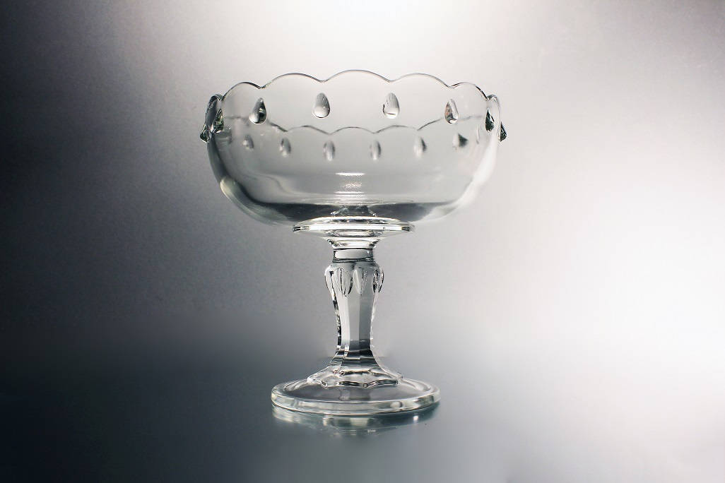 Pedestal Compote, Indiana Glass, Teardrop Pattern, Clear Glass, Raised ...