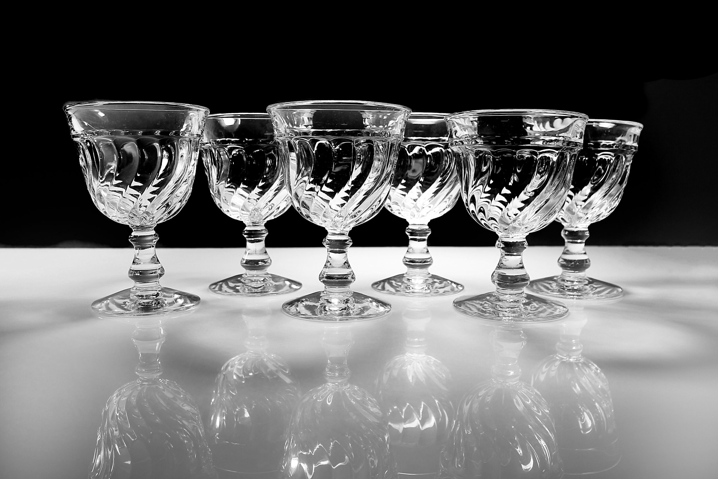 Water Goblets, Fostoria, Colony, Set of 6, Heavy Swirl, Water Glasses ...