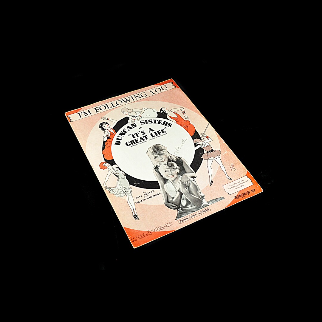 Antique 1920s "i'm Following You" Sheet Music - Duncan Sisters in "it's ...