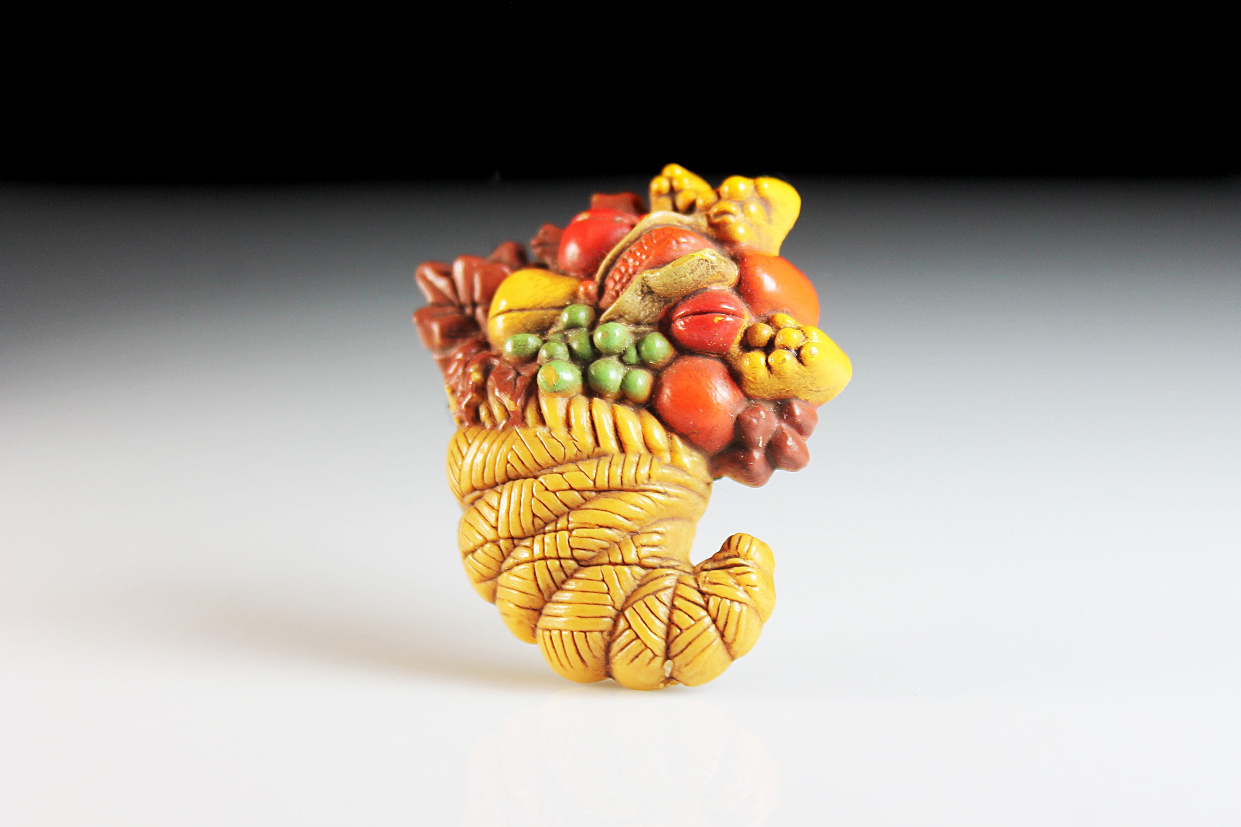 Hallmark Cornucopia Pin, Thanksgiving, Autumn, Lapel Pin, Fall Jewelry