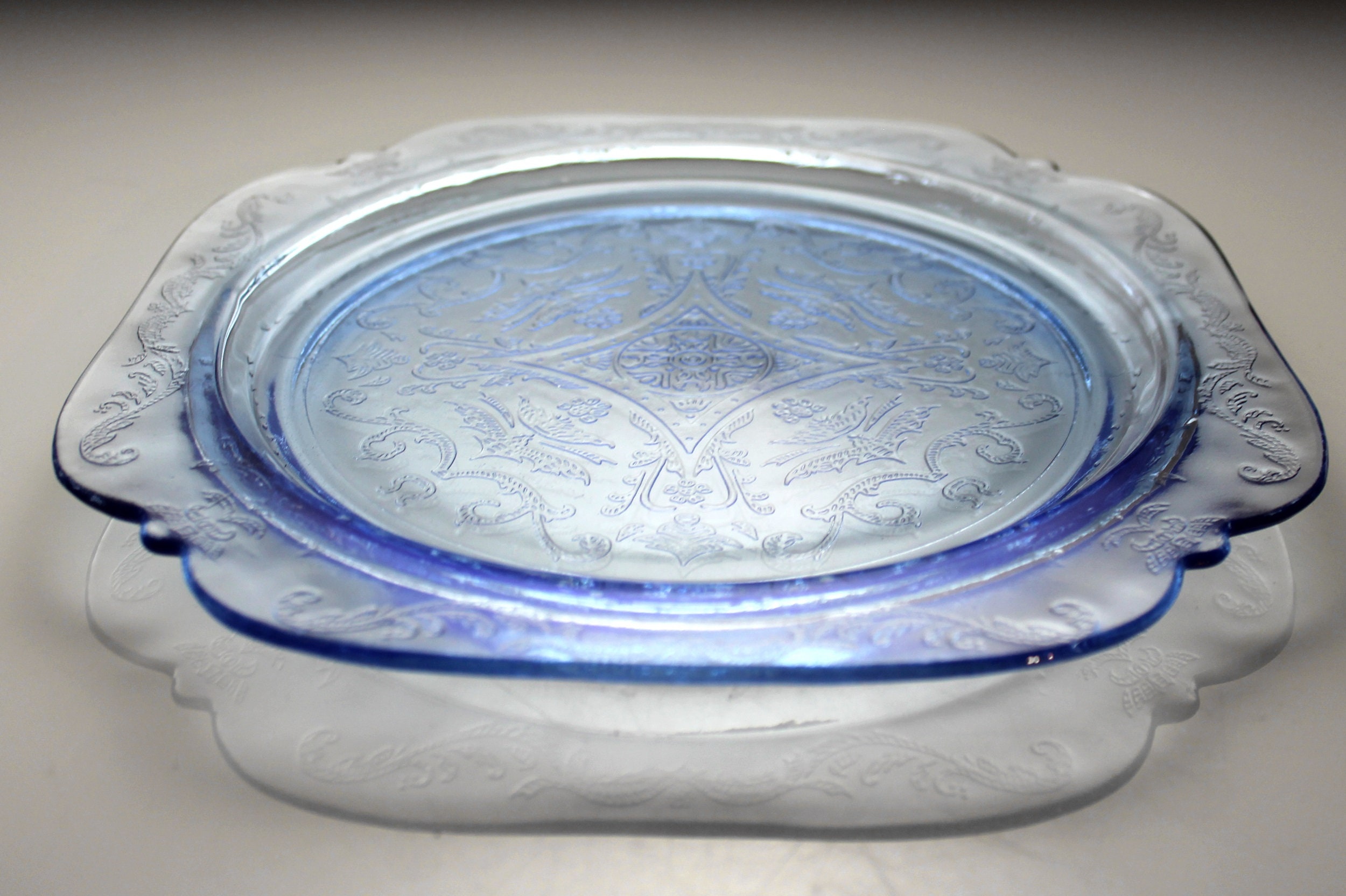 Dinner Plate, Indiana Glass, Recollection Blue, Glass, Serving Plate ...