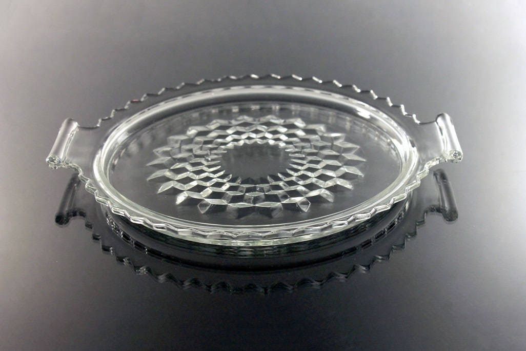Handled Tray, Jeannette Glass, Cube Clear, Clear Depression Glass ...
