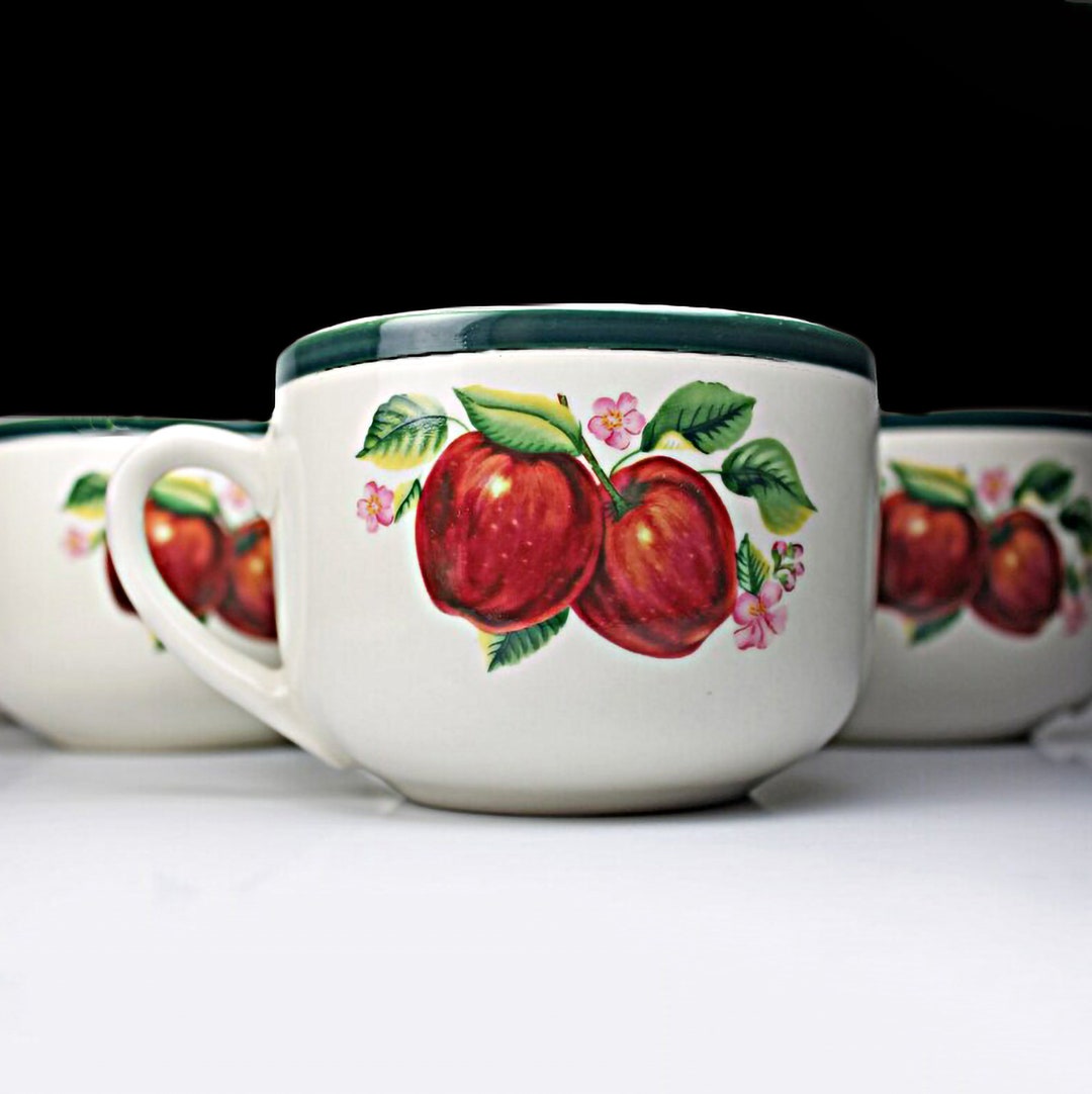 Jumbo Mug, China Pearl, Casuals, Apples, Soup Mugs, Set of 4, 20 Ounce ...