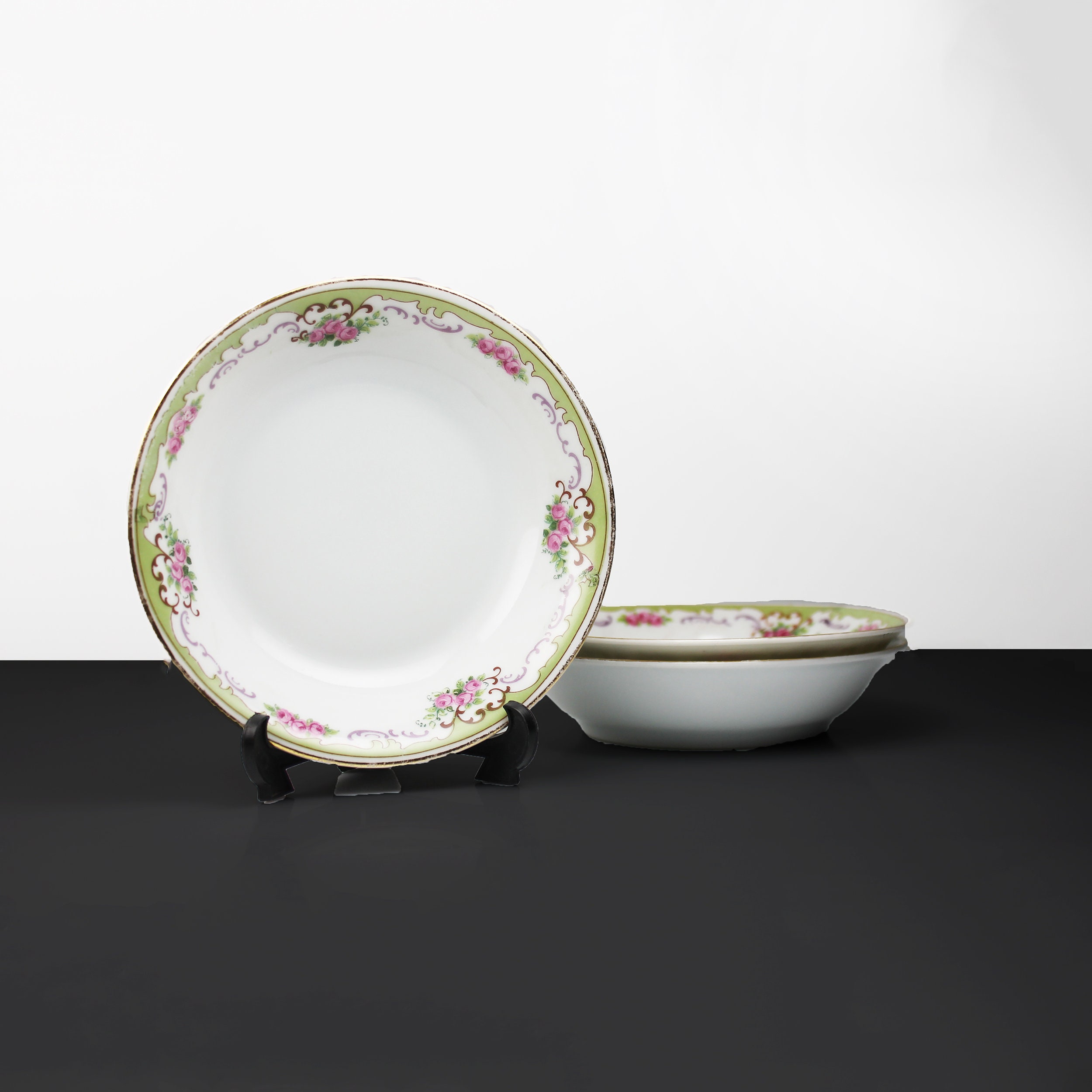 Antique Fruit Bowls, Union T China Company, Czechoslovakia, Green ...