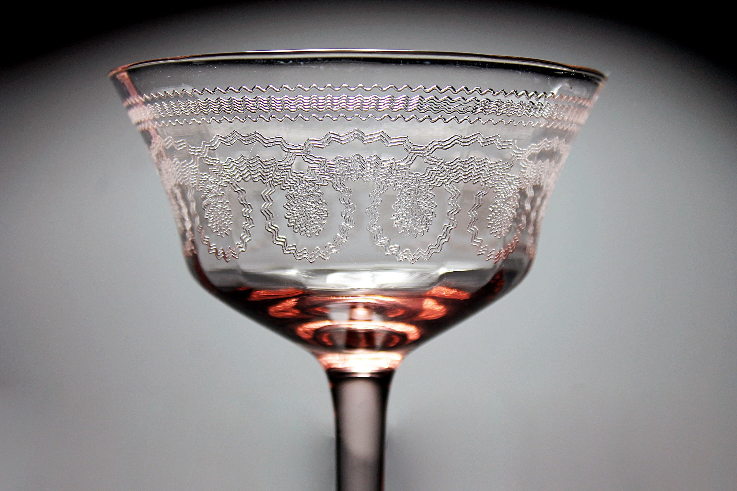Morgantown Etched Champagne Glass, Pink Glassware, Tall Sherbet Glass ...