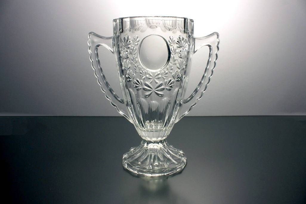 Crystal Trophy, Vase, Floral Design, Etchable, 2 Handles, Heavy Glass ...