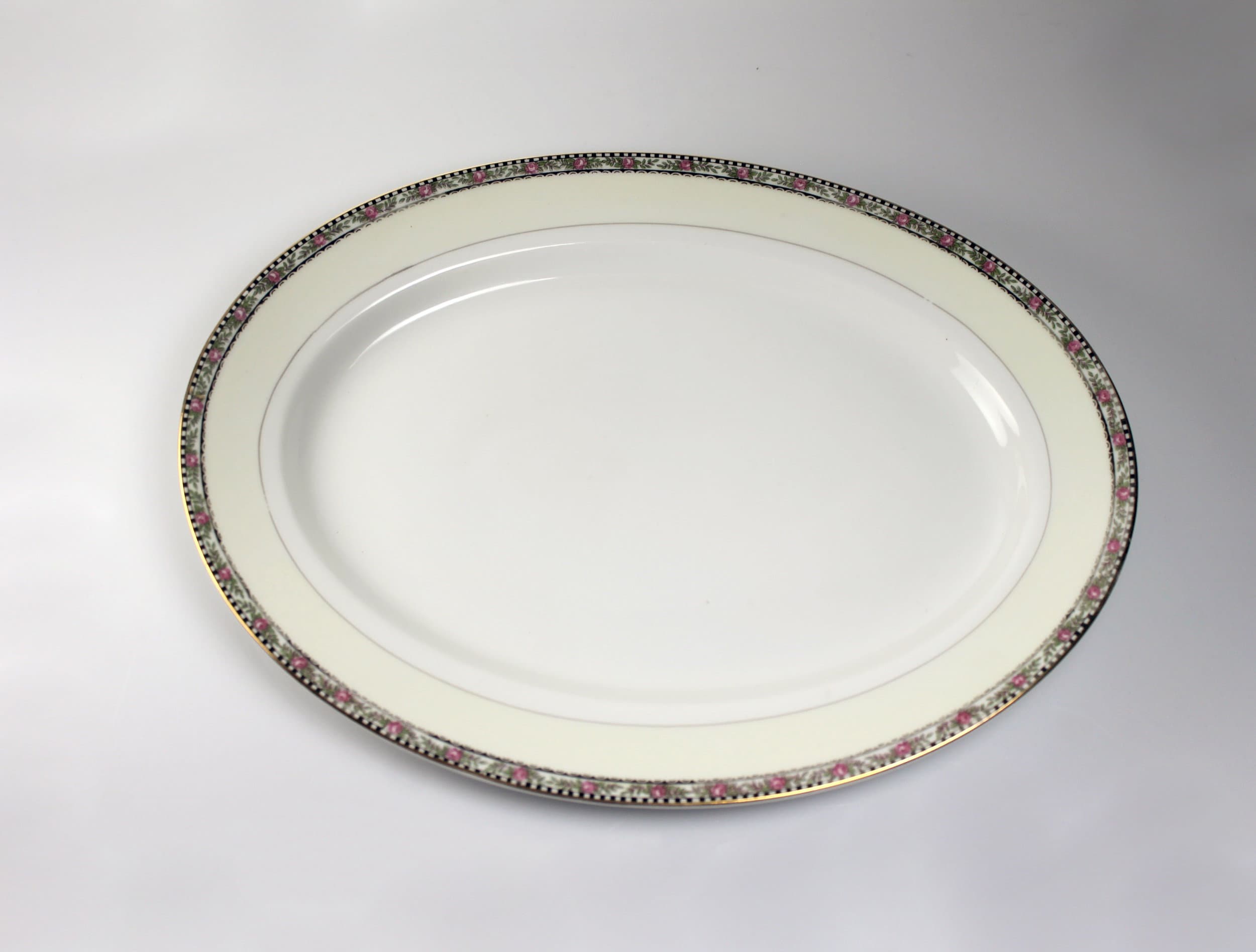 Antique Platter, Noritake, Cherry Blossom Backstamp, Floral Band, 12 ...