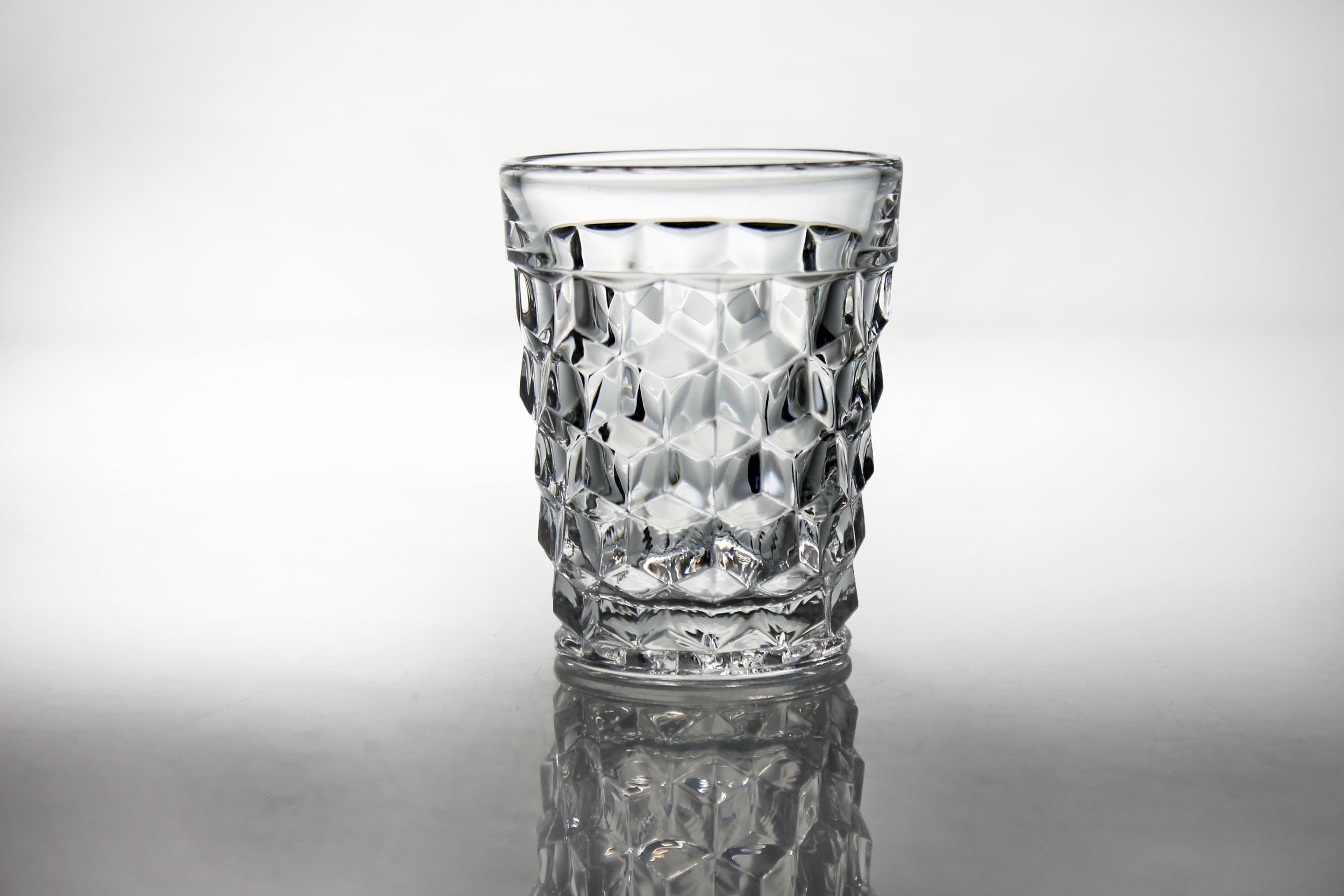 Fostoria Shot Glass, American, Cubed Clear Barware