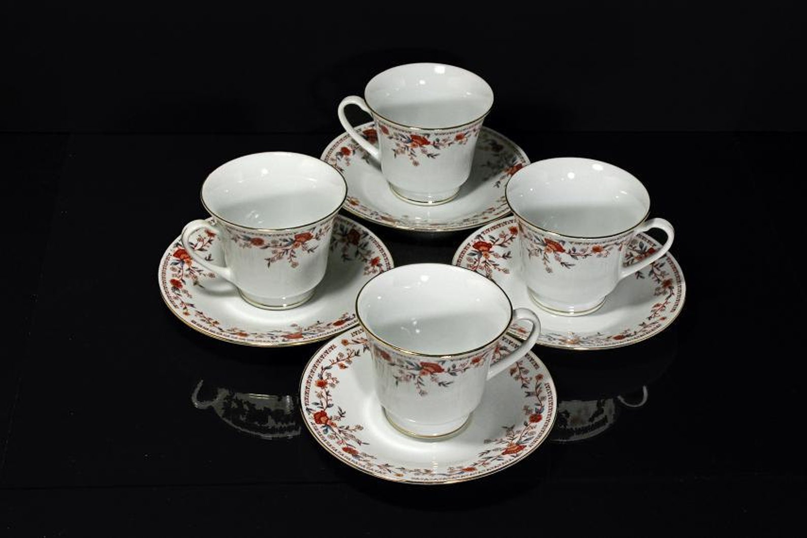 Teacups and Saucers China Garden Imperial Pattern Set of 4 - Etsy