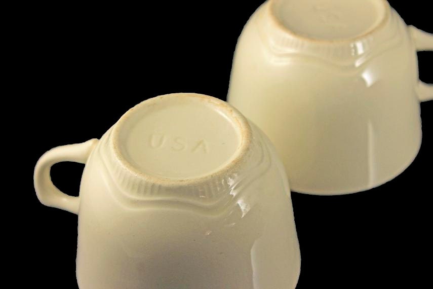 Coffee Mugs, Tea Cups, Set of 2, Cream Colored, USA Backstamp, Basic ...