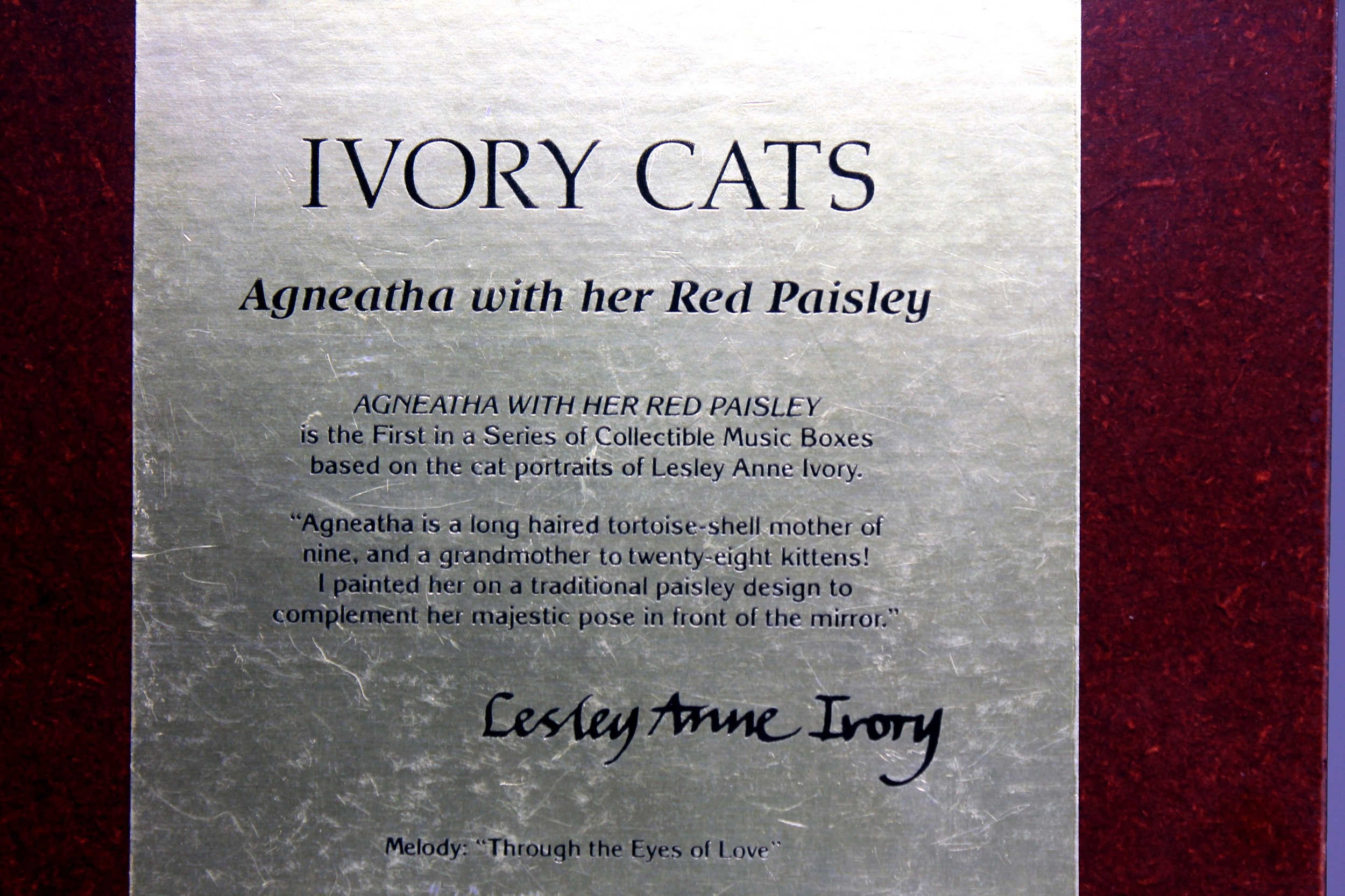 Ivory Cats Music Box, San Francisco Music Box Co., Agneatha, Lesley ...