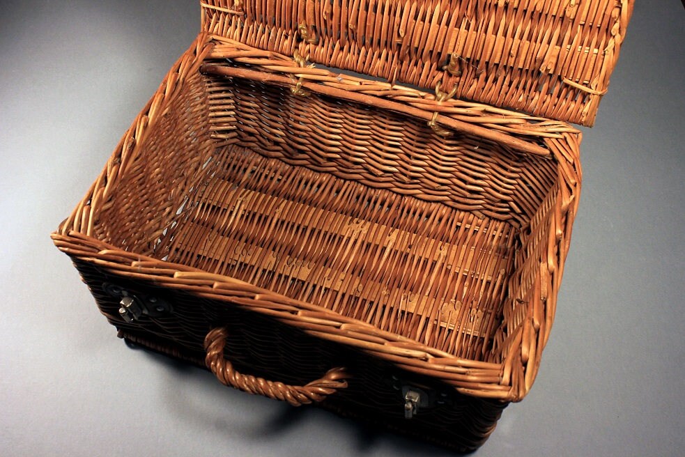 Wicker Picnic Basket, Suitcase Style Basket, Storage Case, Wicker ...