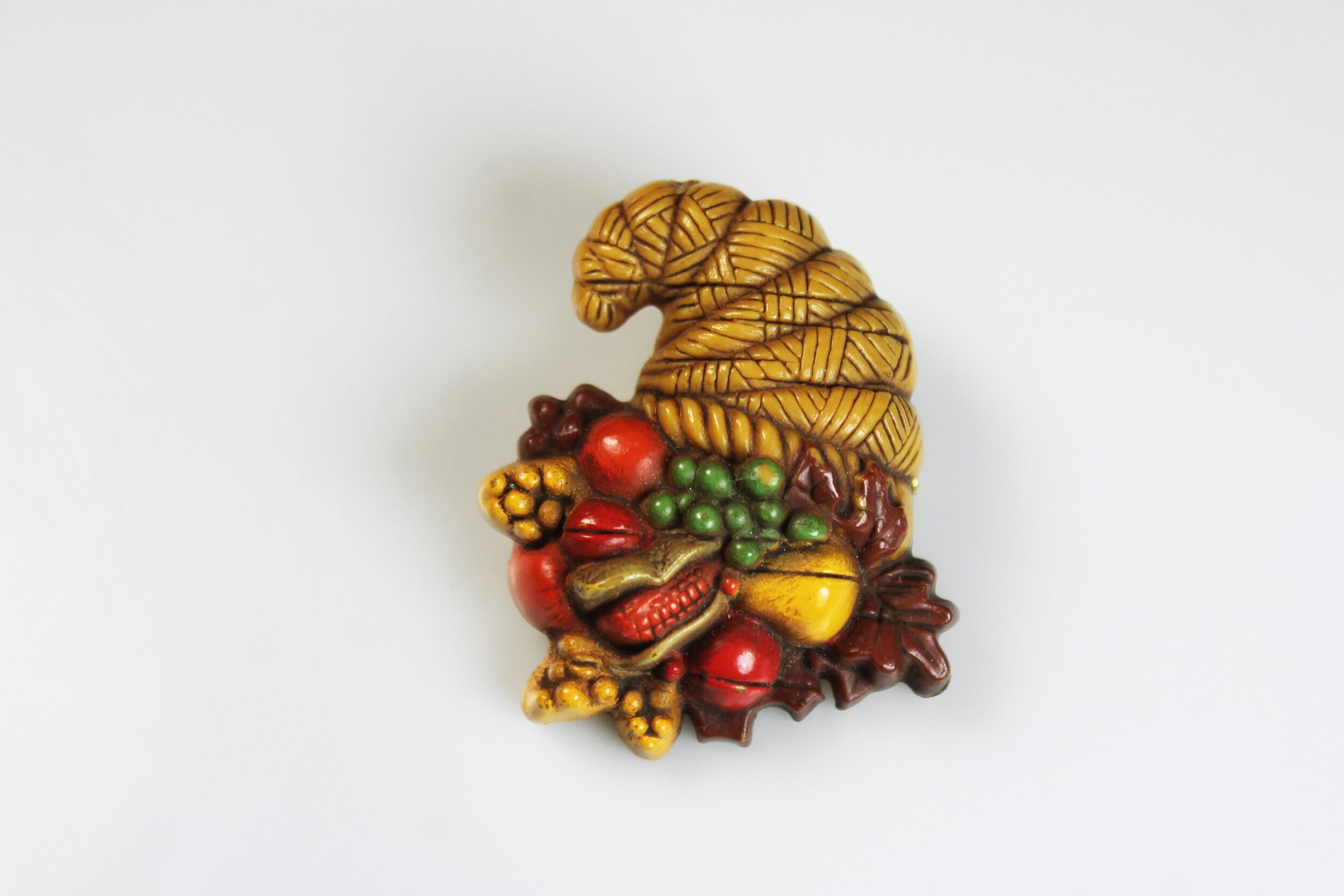 Hallmark Cornucopia Pin, Thanksgiving, Autumn, Lapel Pin, Fall Jewelry