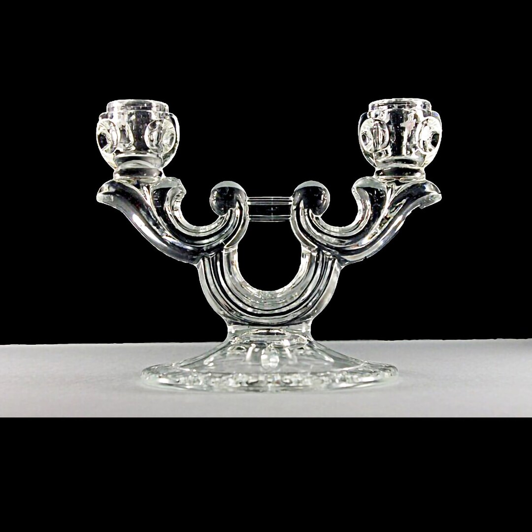 Double Light Candlestick, Sterling Crystal, Classique-clear, Thumbprint ...