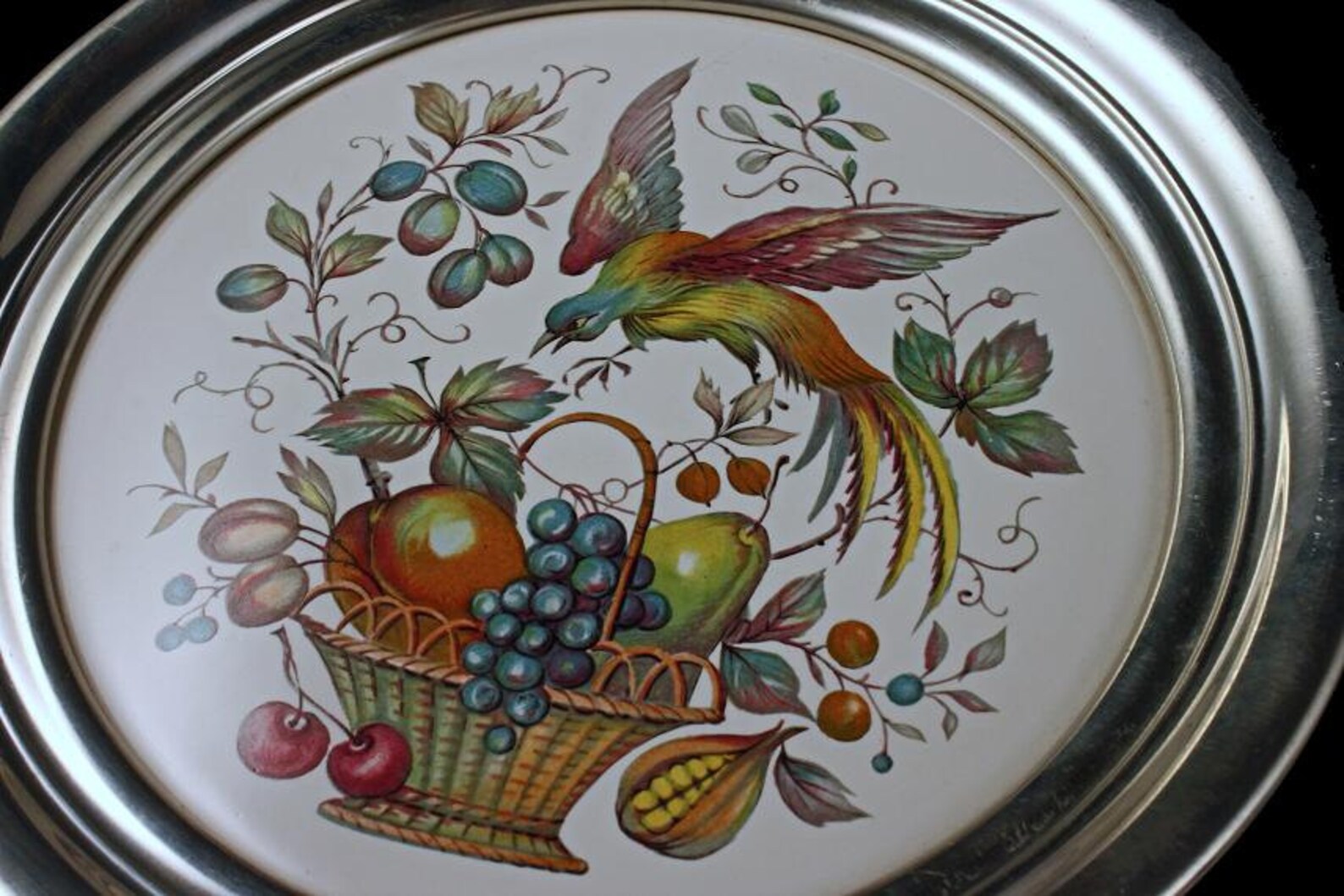 Trivet Ceramic Center Aluminum Rim Cork Backing Bird of | Etsy